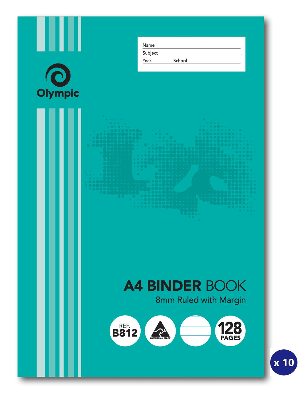 Olympic A4 Binder Book 8mm Ruled 128 Page | Premium Student Binder ...