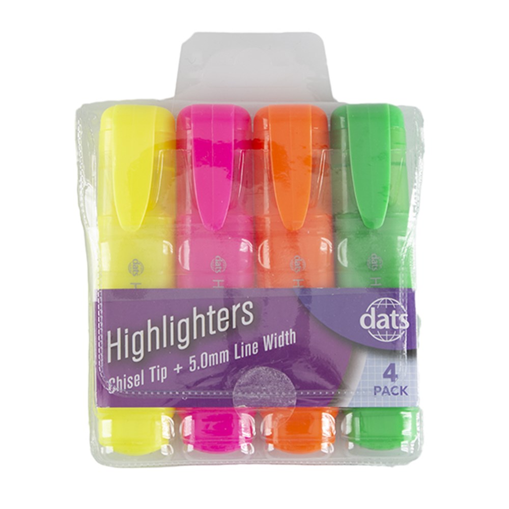 Stat Highlighters Chisel Tip 4 Pack | Color-Coded Study Set | Rodney's ...