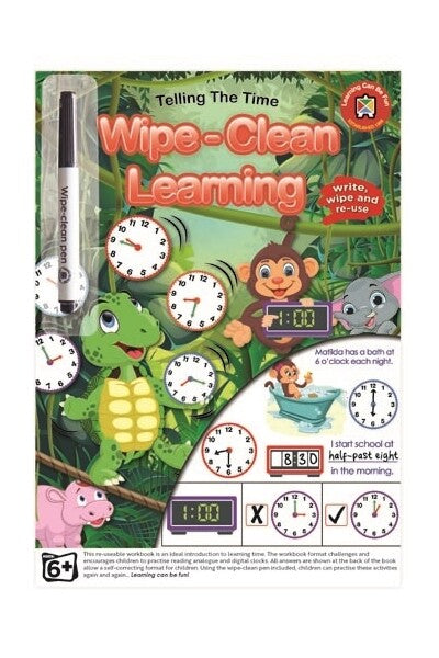 Telling the Time Wipe Clean Learning Book - Reusable Workbook | Rodney ...
